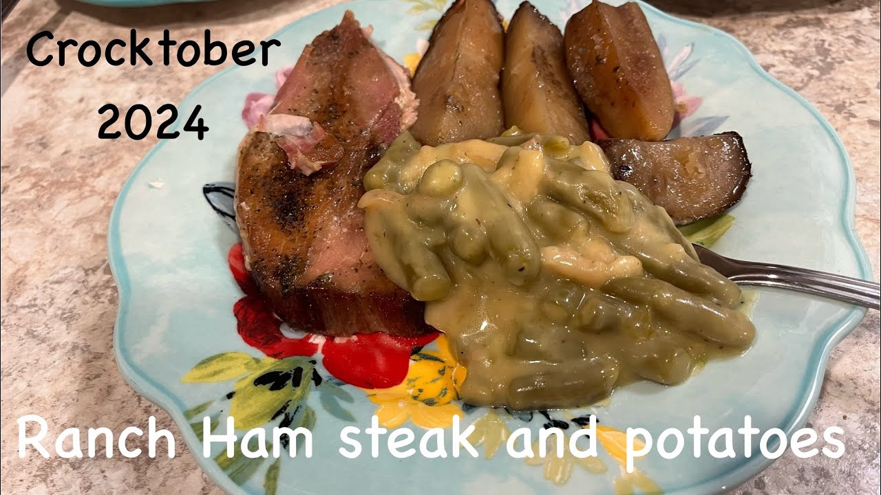 Easy, simple, crockpot cooking | Ranch ham steak and potatoes - YouTube