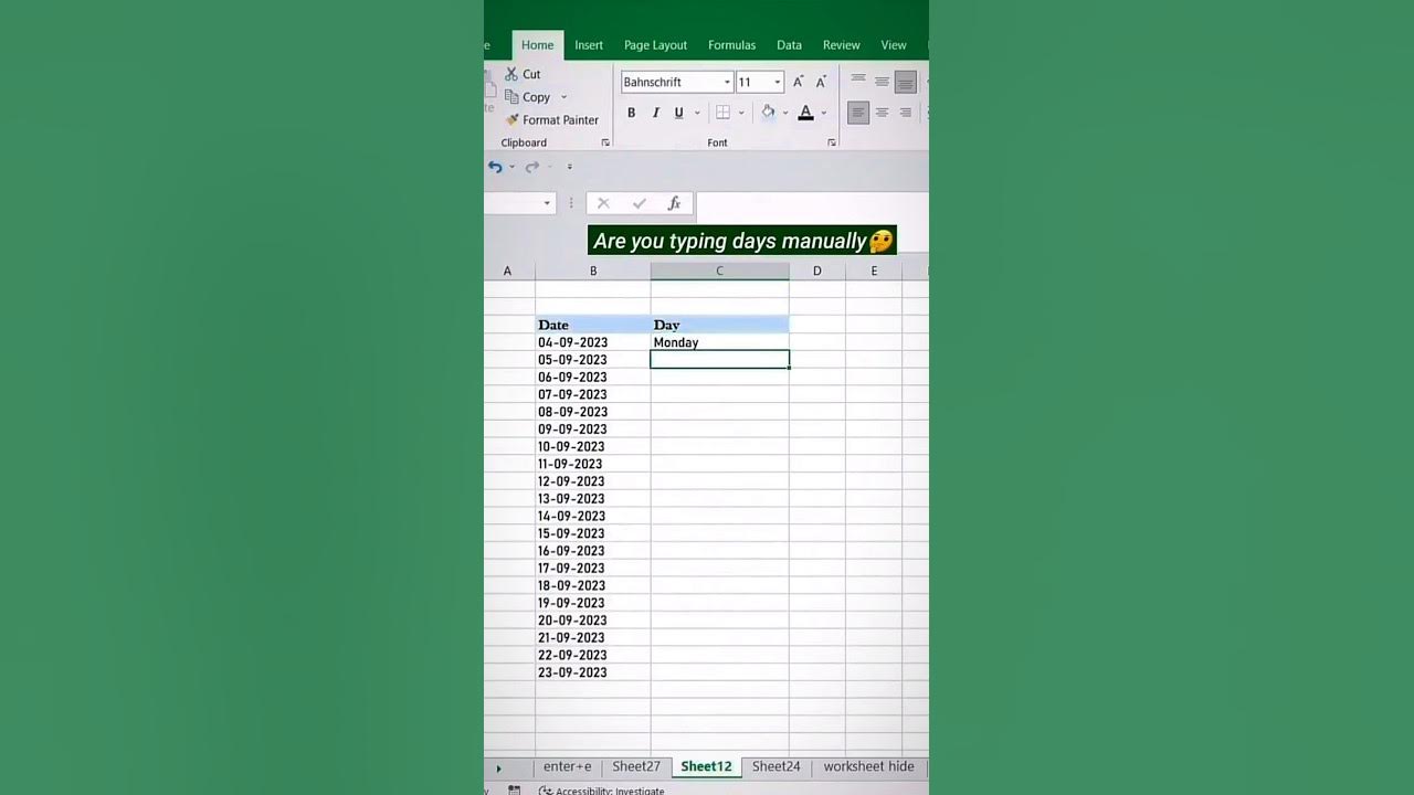 How To Find Out The Day From The Date In Excel Excel Exceltips