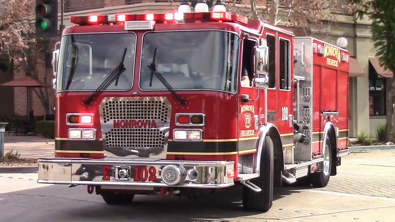Monrovia Fire & Rescue Engine & Squad 102, Guardian Amb. (+ Truck 101 ...