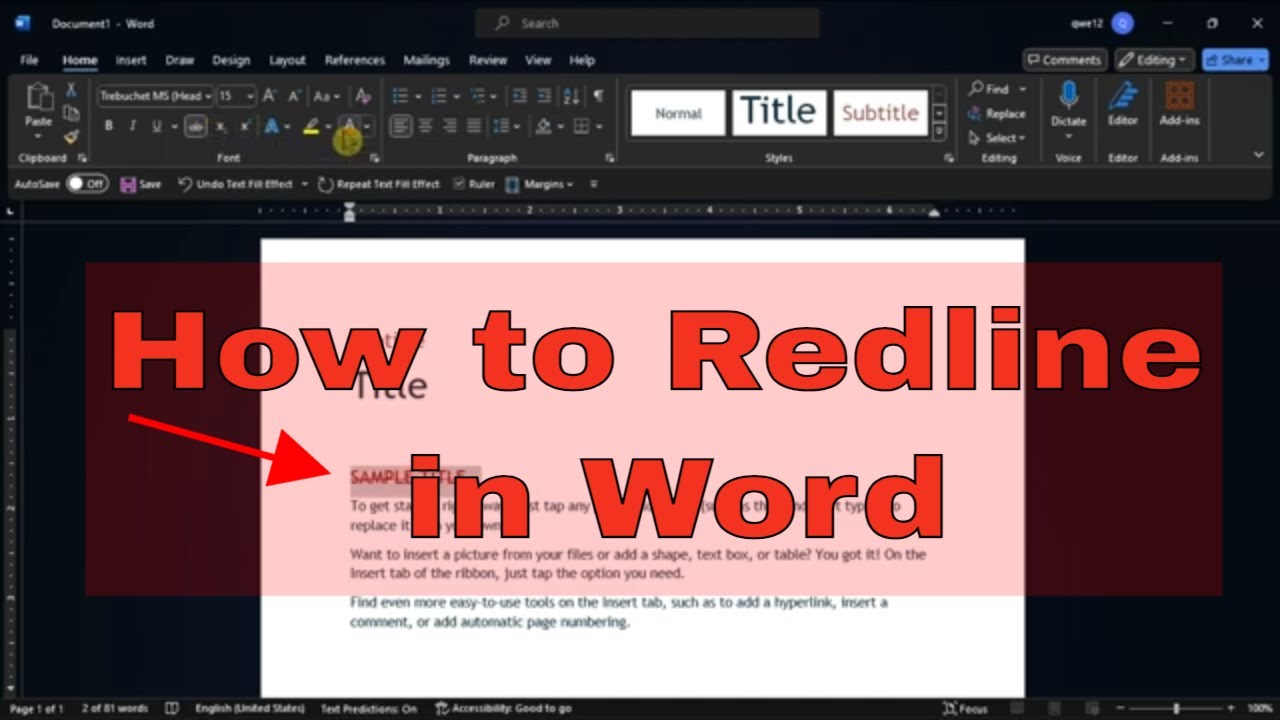 How To REDLINE A Document In Microsoft Word Tutorial YouTube How To REDLINE A Document In Microsoft Word Tutorial YouTube
