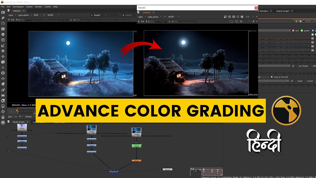 Cinematic Color Grading in Nuke🔥 | Hindi | How to use Grade node to ...