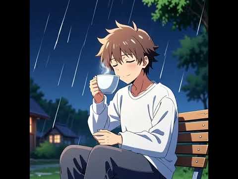 Coffee lover at calm rainy night