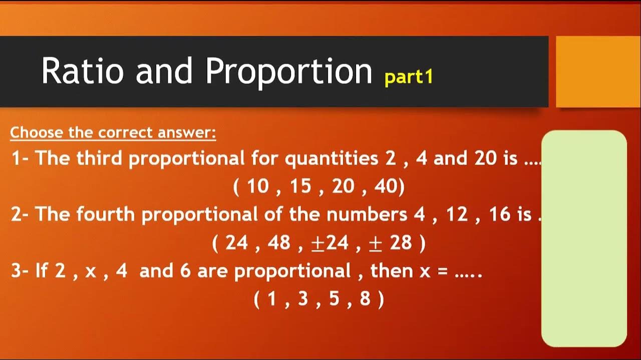 Ratio and proportion part 1 - YouTube