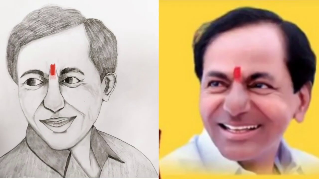 How to draw CM KCR pencil drawing. #krishna #art - YouTube