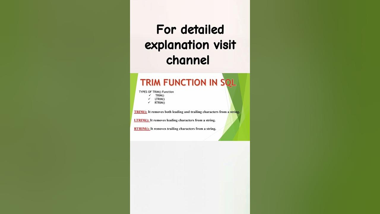 SQL Trim Functions in Hindi explanation. #sql #trim #sqlqueries # ...
