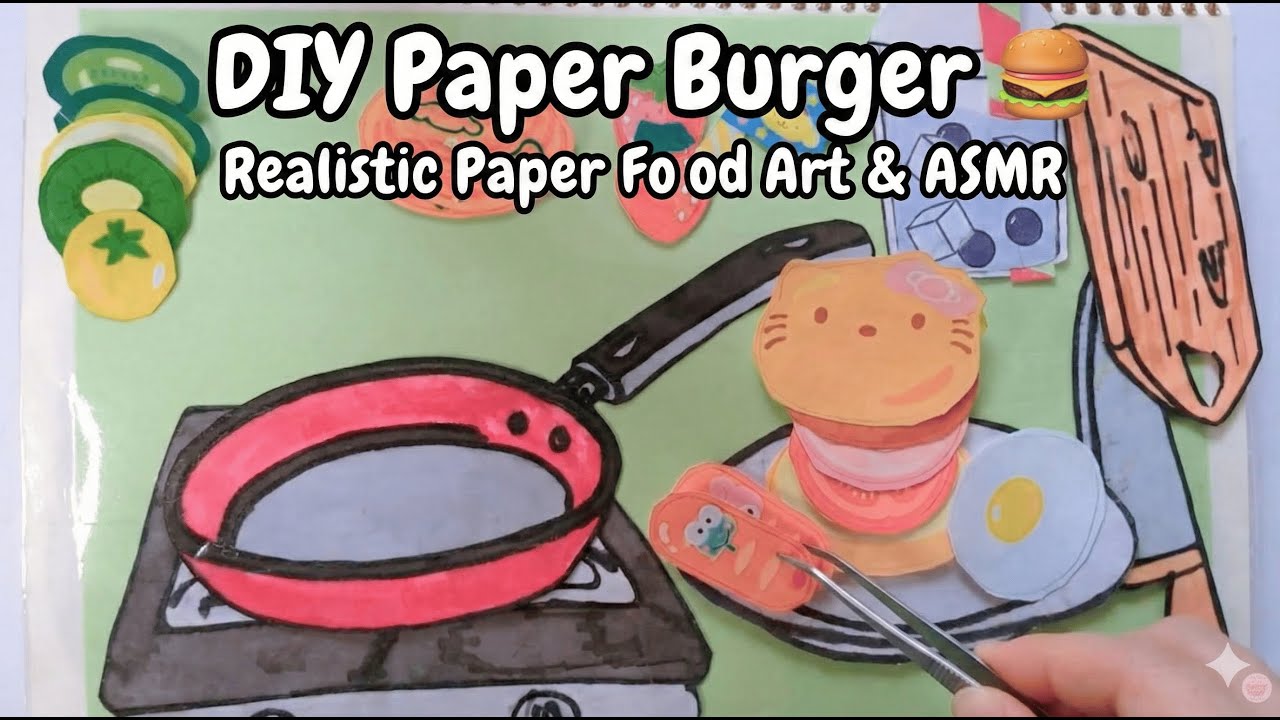 DIY Paper Burger 🍔 | Realistic Paper Food Art & ASMR - YouTube