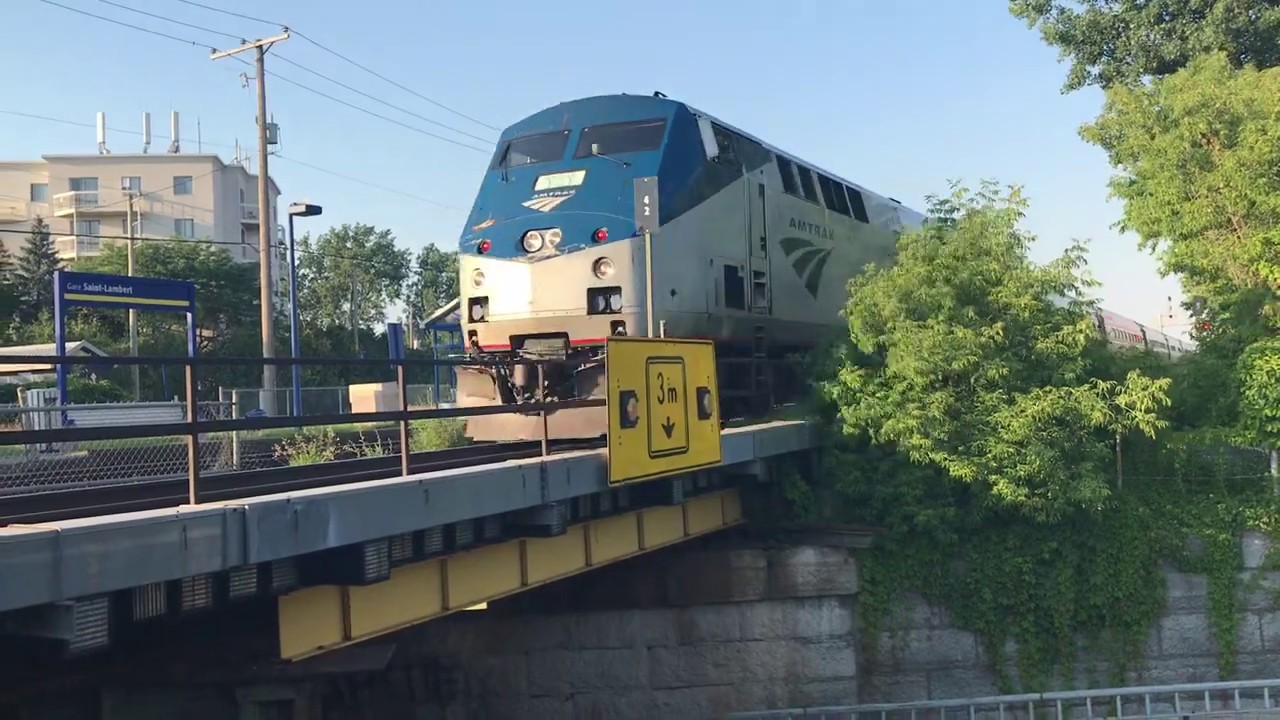 Amtrak 69 with loco 111 at Saint-Lambert, Qc (3) - YouTube