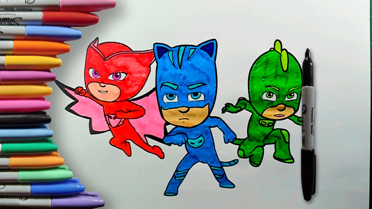 How to Color Catboy Owlette Gekko Pj Masks Step by Step Easy Coloring ...