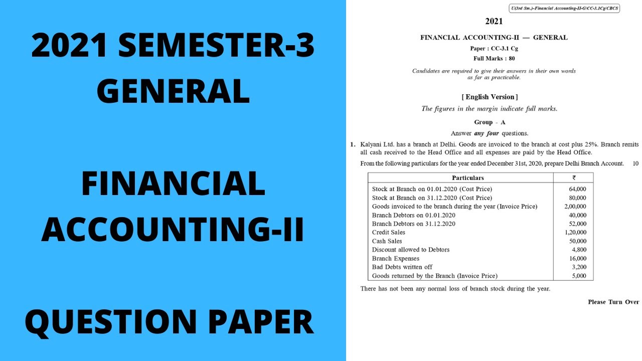 2021 SEMESTER-3 GENERAL FINANCIAL ACCOUNTING-II QUESTION PAPER - YouTube