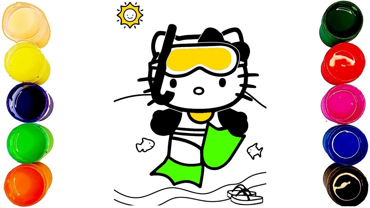 Hello Kitty Gets Ready to Dive! 🤿🐱🌊 | Fun Coloring for Kids and ...