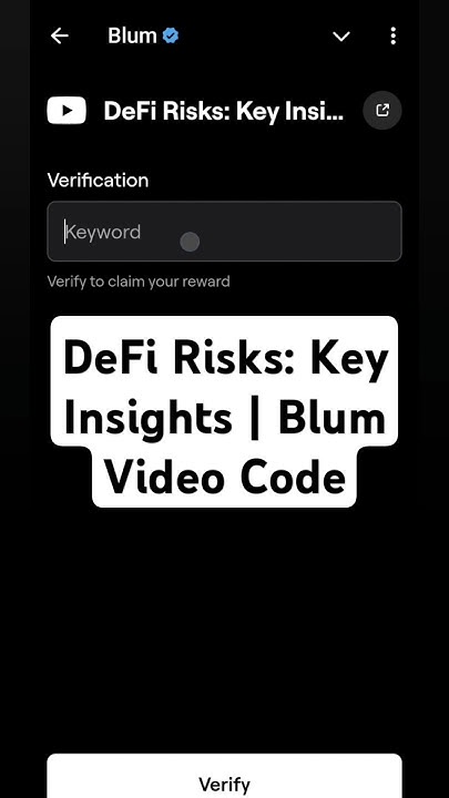 DeFi Risks: Key Insights | Blum Video Code - YouTube