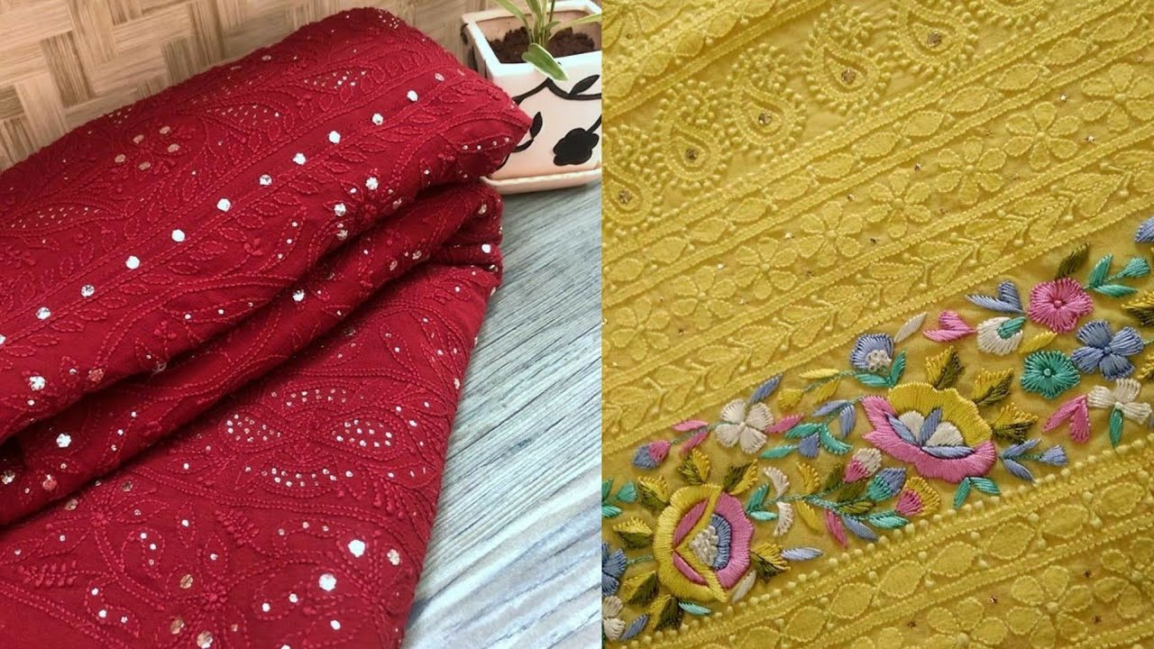 colorfull chikankari fabrics with price/chikankari fabric buying ...