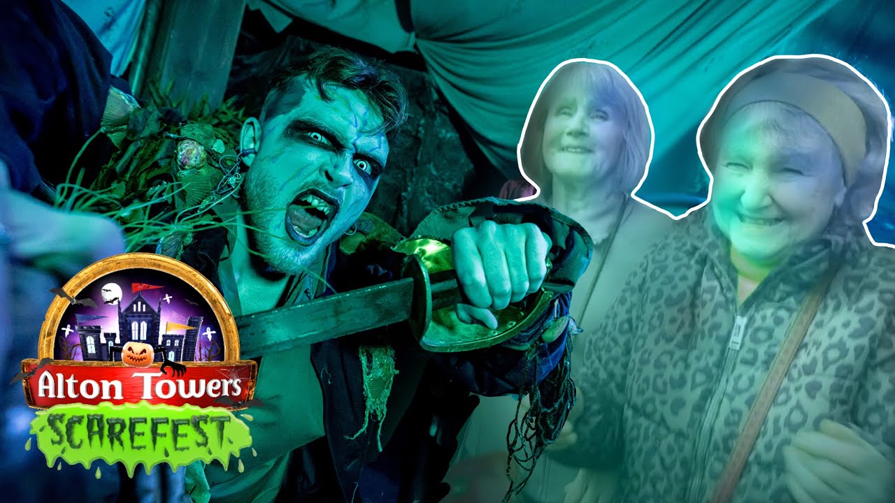 Taking my NAN in a HORRIFIC SCARE MAZE !!!! Alton Towers Scarefest ...