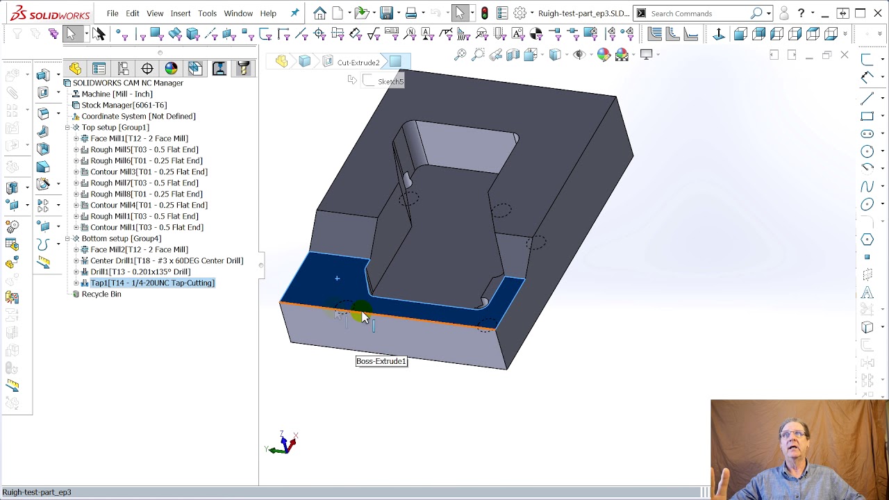SolidWorks CAM, CAMWorks test part ep3 - YouTube