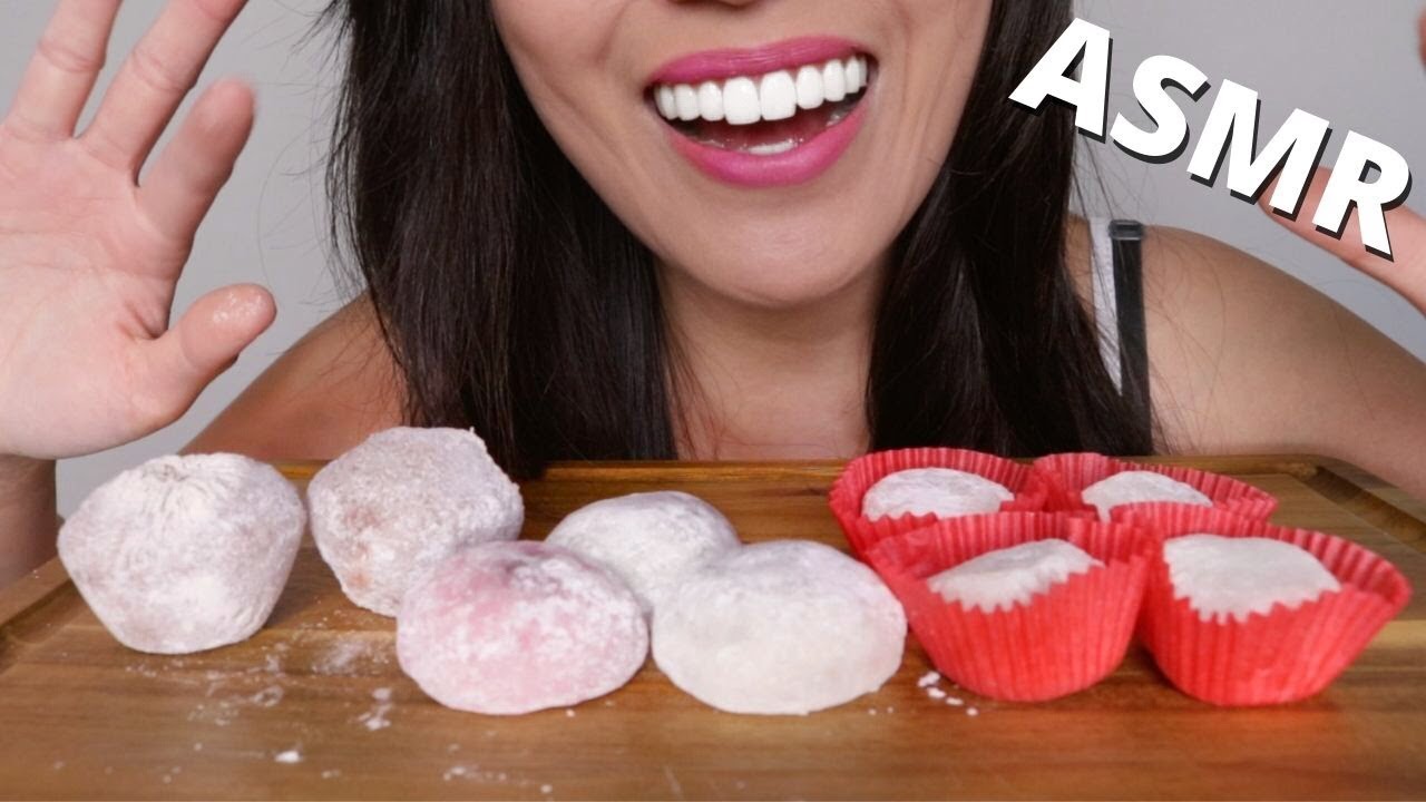 ASMR MOCHI Ice cream, Red Bean, Boba Milk Tea ( soft chewy eating ...