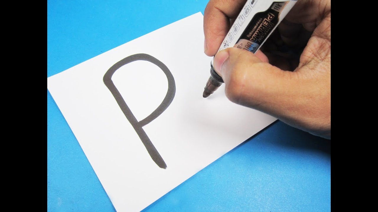 How to turn Letter "P" into a Cartoon PARROT ! Learn drawing art on ...