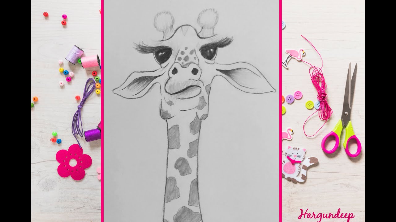 How to Draw Giraffe Cartoon||Easy Giraffe face|| Drawing Step by Step ...