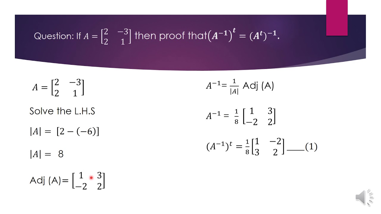 proof that (A^-1)^t=(A^t)^-1 | Linear algebra - YouTube