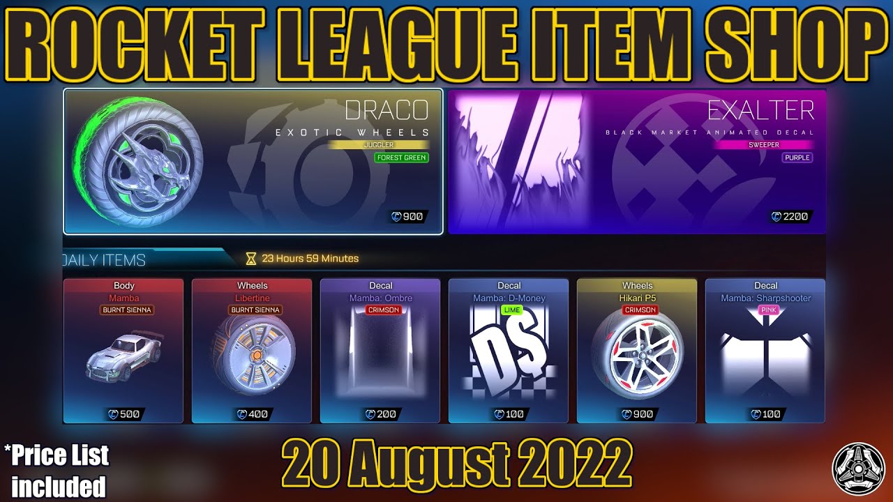 ROCKET LEAGUE ITEM SHOP | AUGUST-20-2022 | FG DRACO + PURPLE EXALTER ...