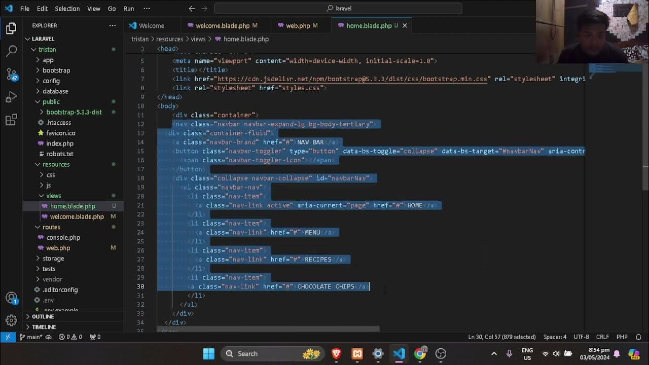 creating navigation bar on laravel - YouTube