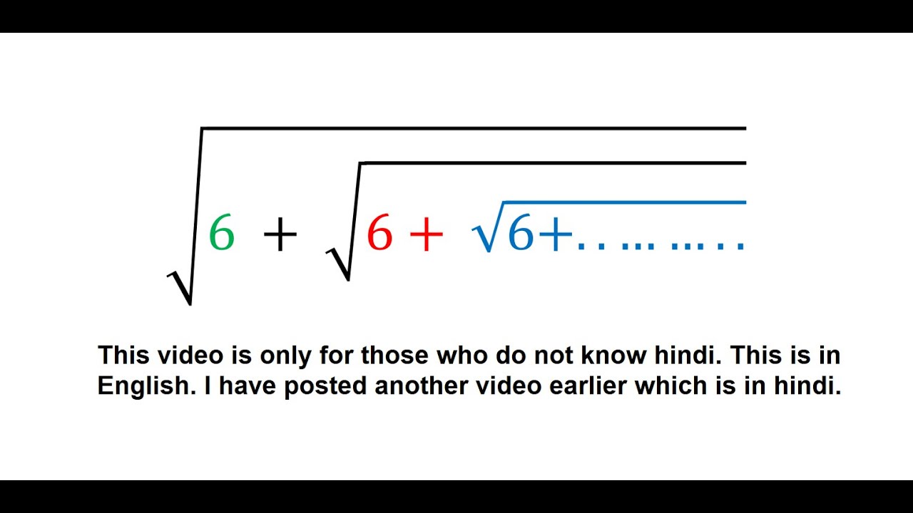 Square root of an infinite irrational number with shortcut - YouTube