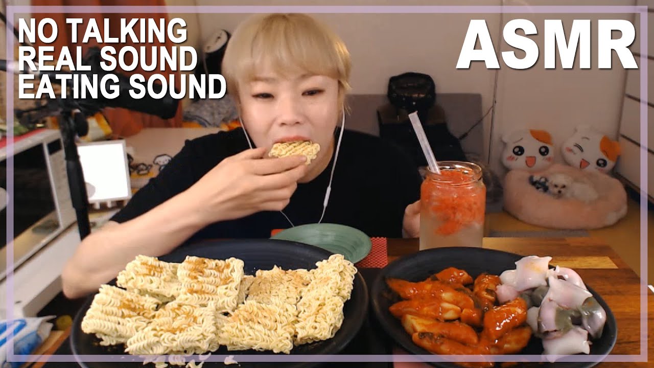 라면땅, 떡볶이, 꿀떡잇힝사운드! Ramyeon Snack, Tteok-bokki Eating sound /170716 ...