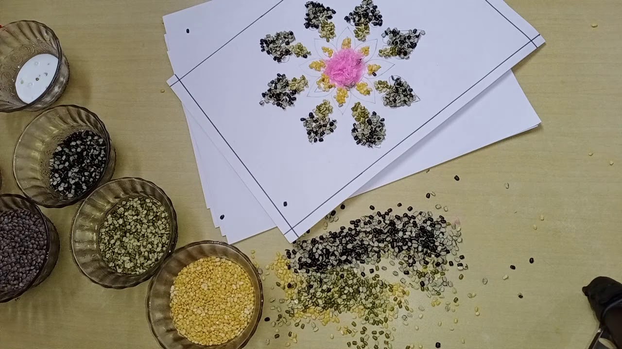 How to make RANGOLI with use of PULSES | Creative RANGOLI Ideas ...