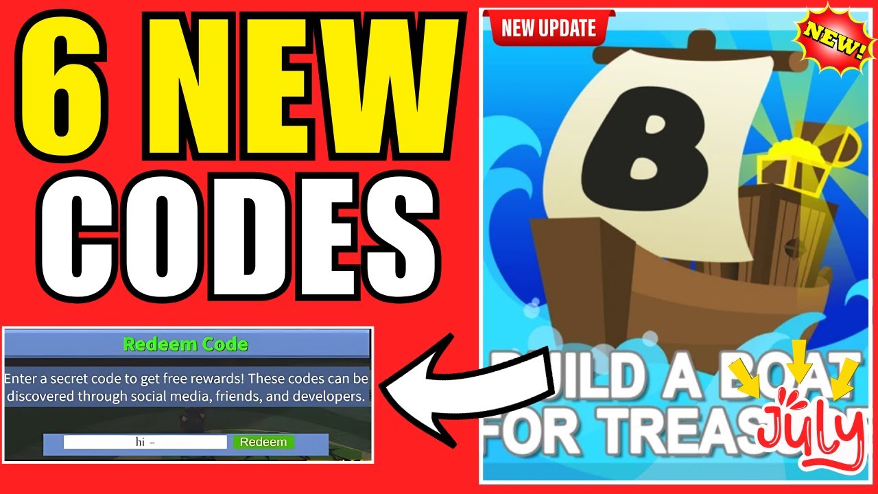 🌟JULY CODES‼️BUILD A BOAT FOR TREASURE ROBLOX CODES 2025 -BUILD A BOAT ...