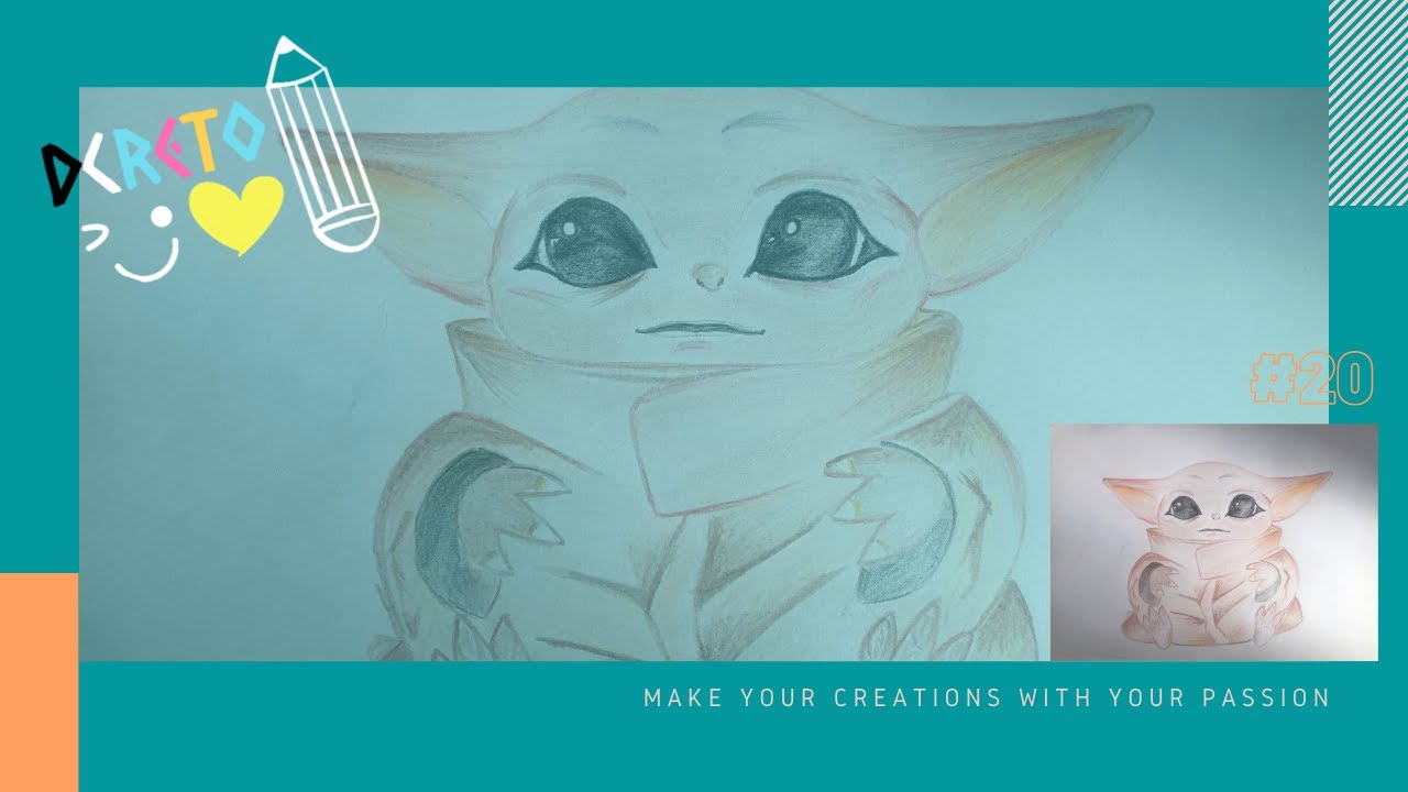 How to Draw Baby Yoda Easy | Grogu Mandalorian Pencil Drawing |Cartoon ...