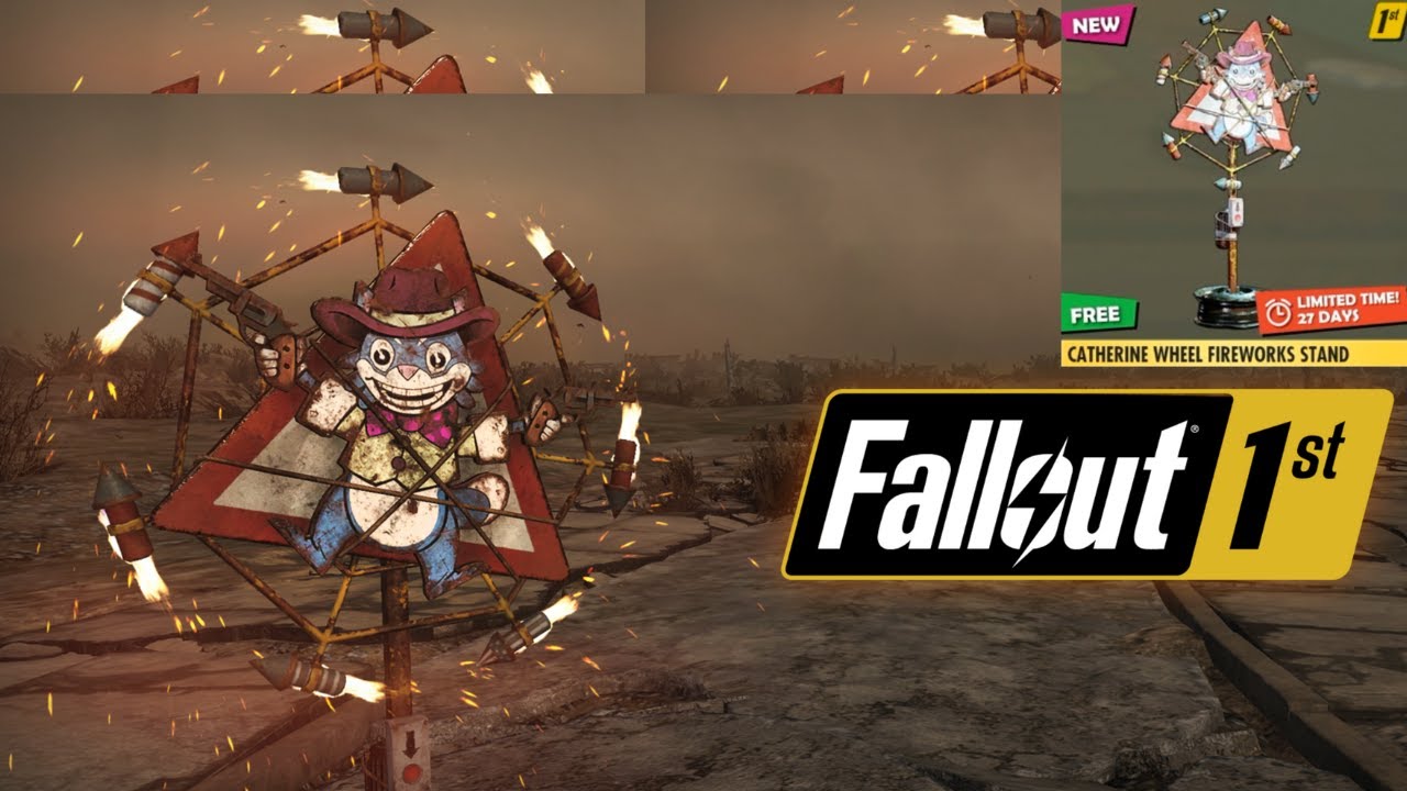 Fallout 1st Exclusive Items Catherine Wheel Fireworks Stand - YouTube