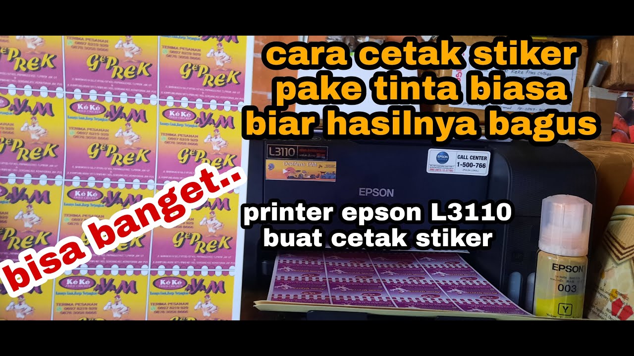 Cetak stiket pake printer epson L3110 dan pake tinta biasa bisa banget ...