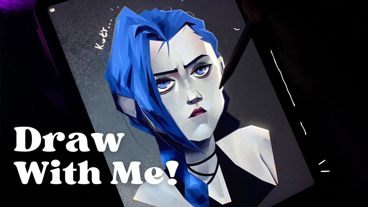 Draw With Me! 🎧Jinx Arcane Fan Art! 🍐 (Procreate Drawing) 💙 Relaxing Video - YouTube