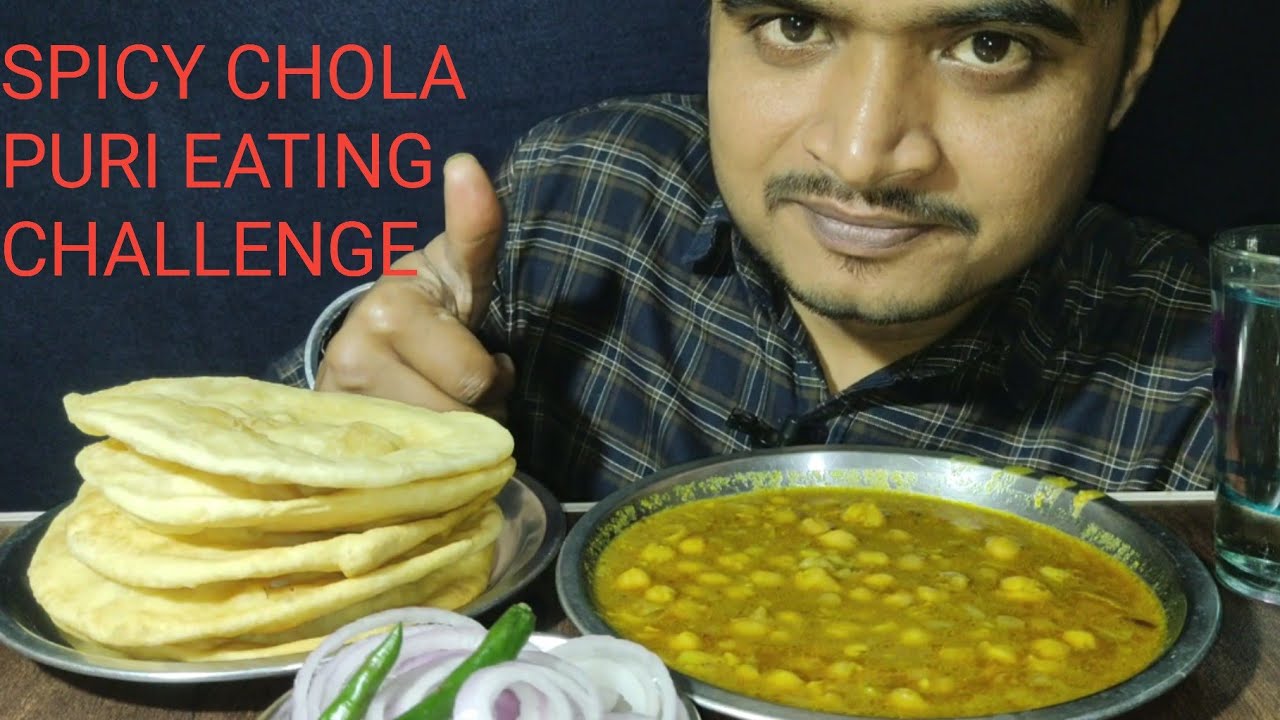 Spicy 🔥 Chola with Puri, salad Eating Show||Chola Puri eating challenge ...