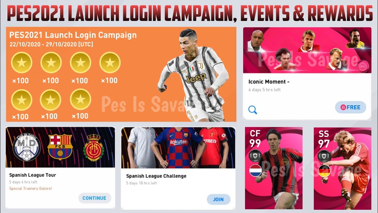 Pes2021 Launch Login Campaign, Events & Rewards | Free Coins & Iconic ...