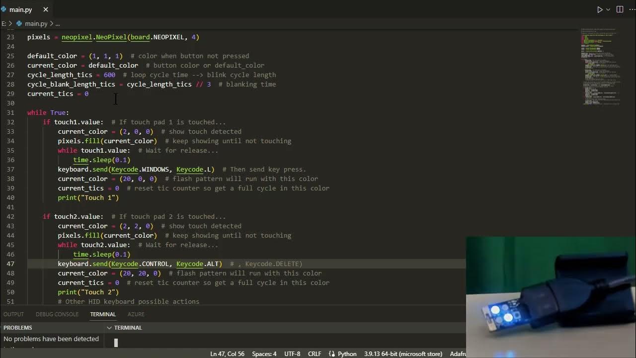Adafruit Trinkey Neo - Updated Adafruit demo that lets you know when you activate capacitive ...