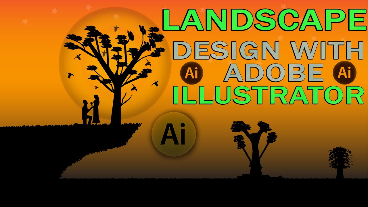 How to create landscape Artwork in vector with adobe illustrator # ...