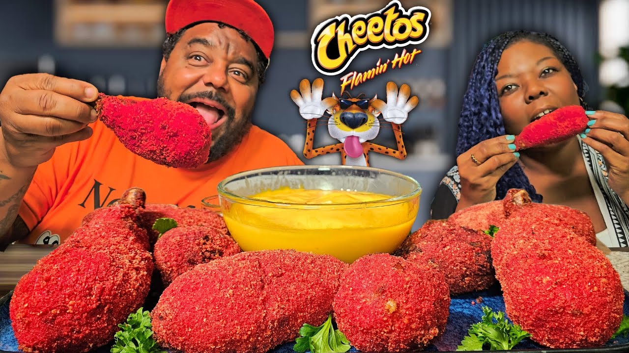 Flamin Hot Cheetos Stuffed Chicken Leg Mukbang - YouTube