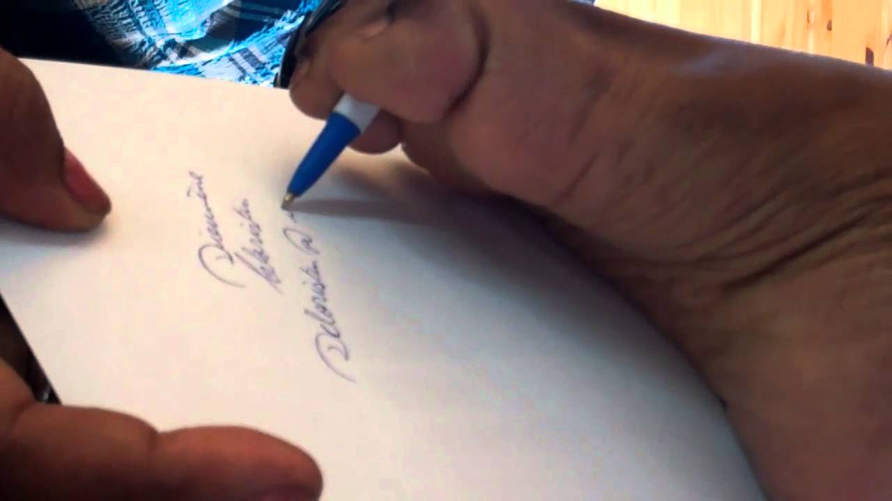 Writing with Her Foot - YouTube