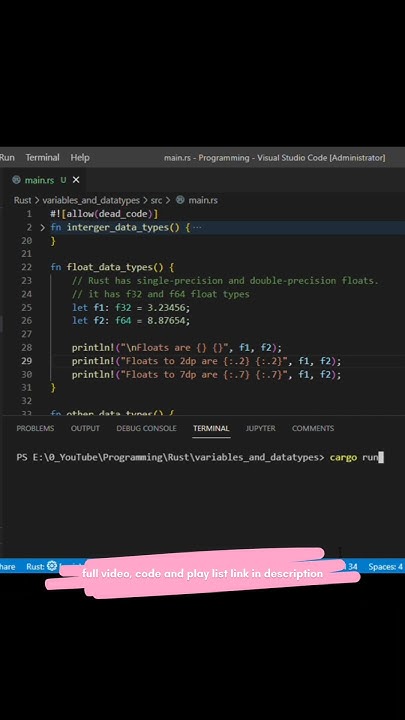 Learn Rust Rust Programming Data Types Int Float Boo Char Rust Rustprogramming Youtube