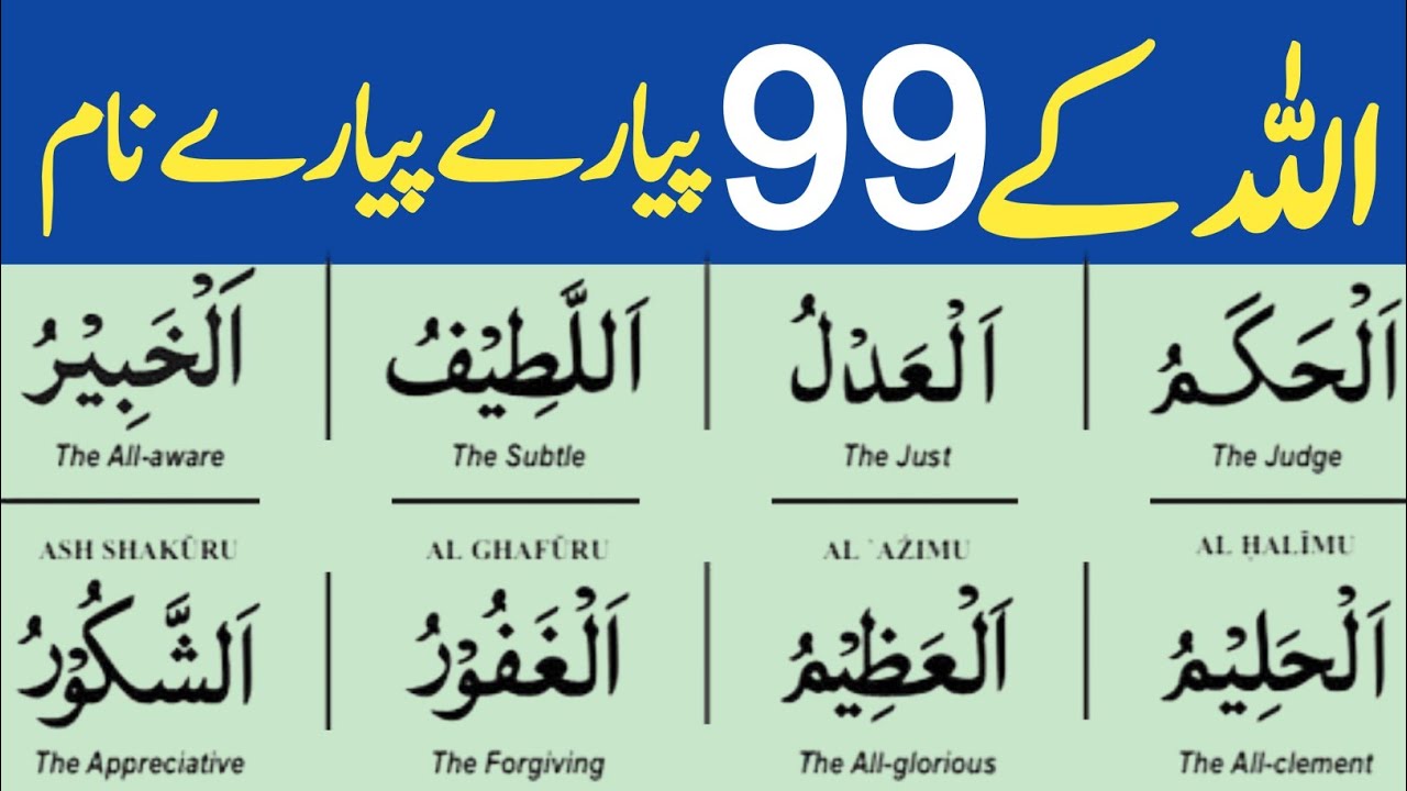 Quran Names Of Allah ️ Allah k 99 Names | 99 Names of Allah with Urdu ...