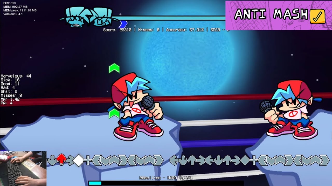 [FNF] 18KEY , 8MINUTES , REBELLION WITH ANTIMASH CLEAR!! - YouTube