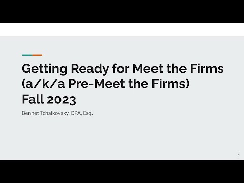 Getting ready for Meet the Firms (Pre-Meet the Firms) - Fall 2023 - YouTube