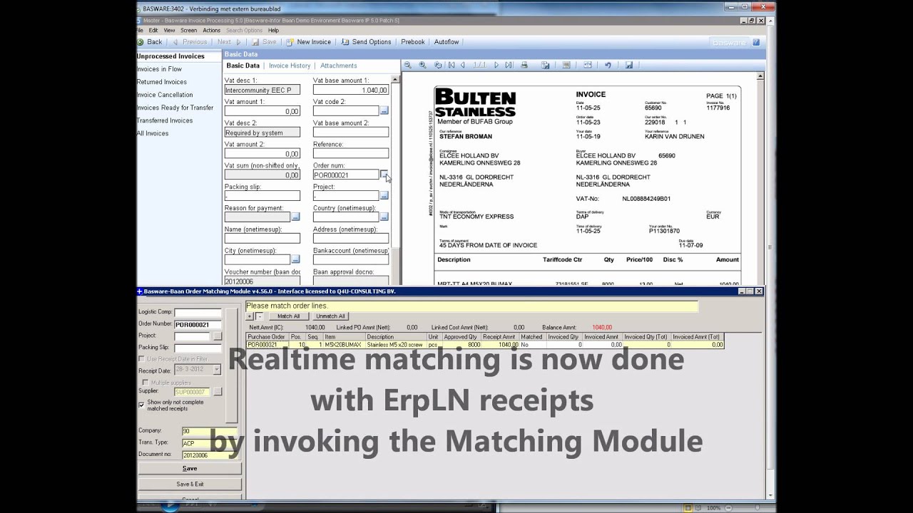 PART 3 - GOODS / TRADE INVOICE BASWARE-BAAN INTEGRATION LIVE DEMO - YouTube
