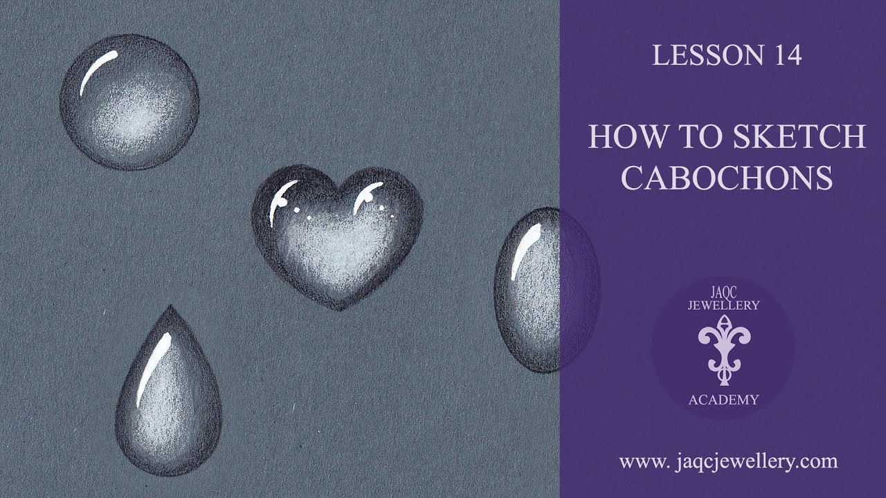 How to sketch Cabochons - Lesson 14 (pencil & white paint) - YouTube