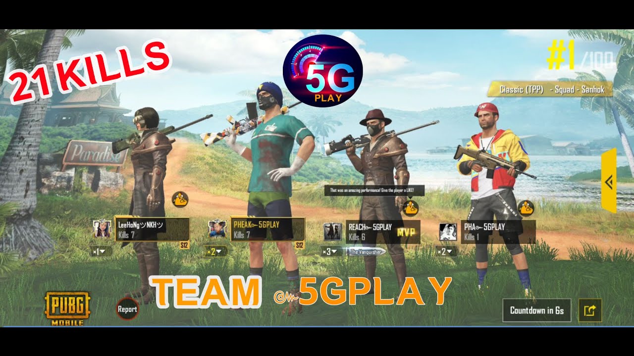 21KILLS , M416, PUBG MOBILE, SQUAD VS 4 vs 4,SUNHOK, TEAM๛5GPLAY, Games ...