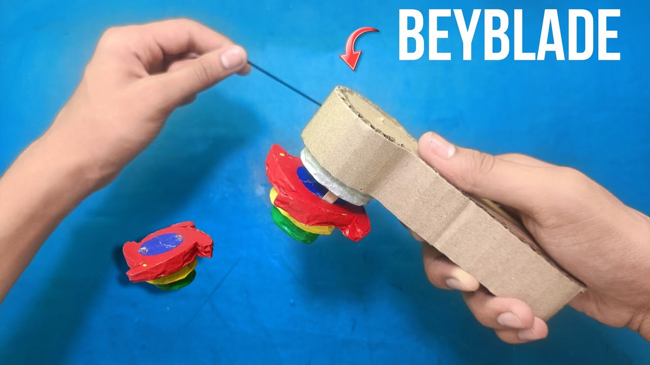 How to make Beyblade with Launcher Out of Cardboard - YouTube