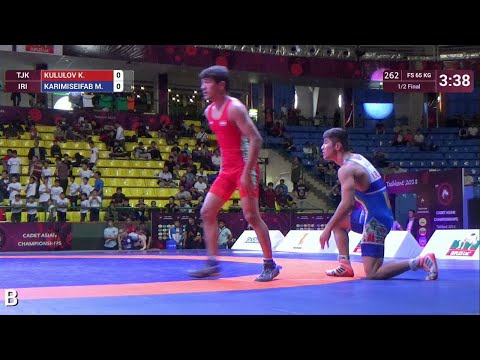 1/2 FS - 65 kg: K. KULULOV (TJK) v. M. KARIMISEIFAB (IRI)