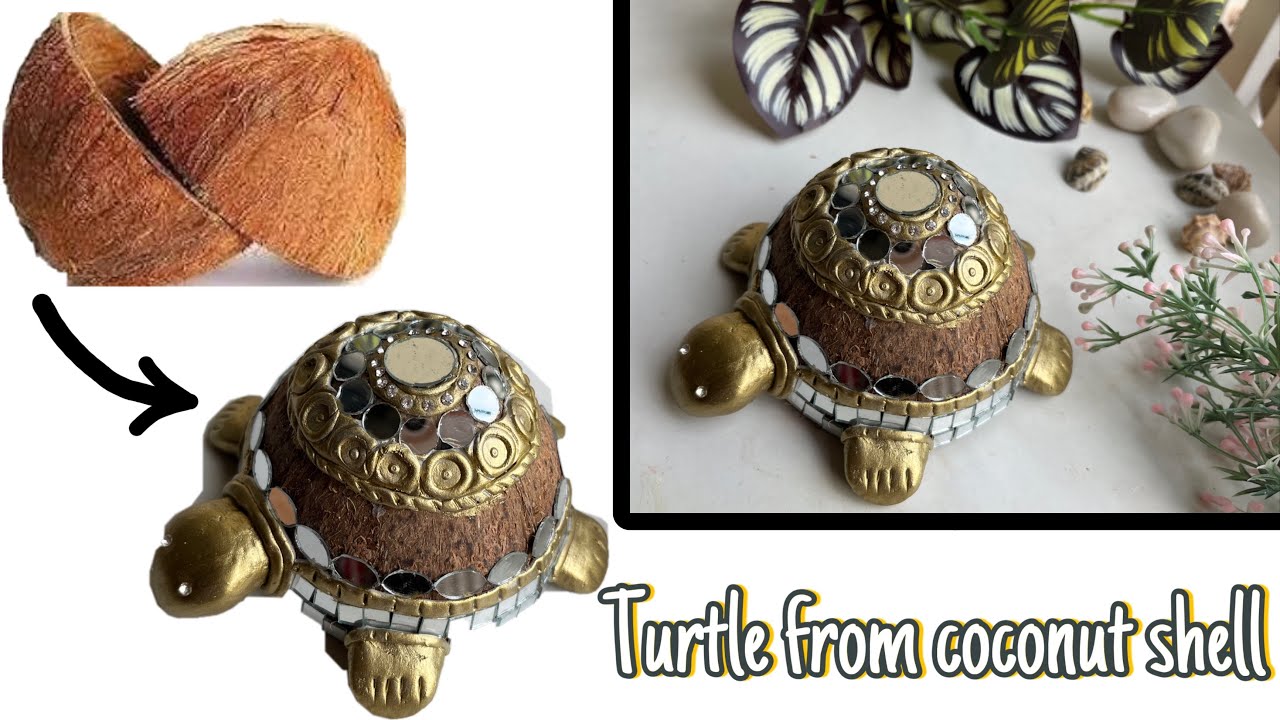 Coconut shell craft🐢|Turtle from coconut shell|Crafts with mom | Waste ...