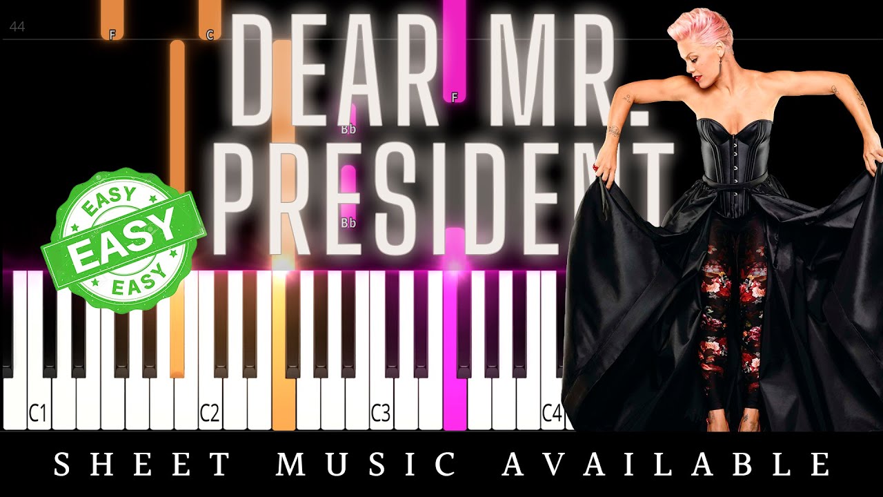 Dear Mr. President by P!nk (Easy Piano Tutorial) - YouTube