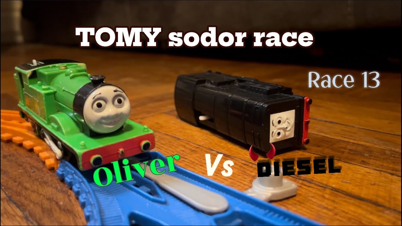 TOMY sodor race Oliver vs diesel race 13 - YouTube